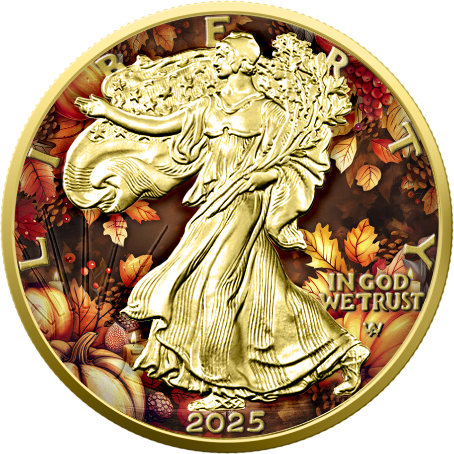 USA 2025 – American Eagle 1 oz Silver Coin – Thanksgiving Day (Gold-Pl